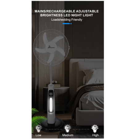 GMC - 16 Inch Solar Rechargeable Pedestal Fan - GMC Aircon